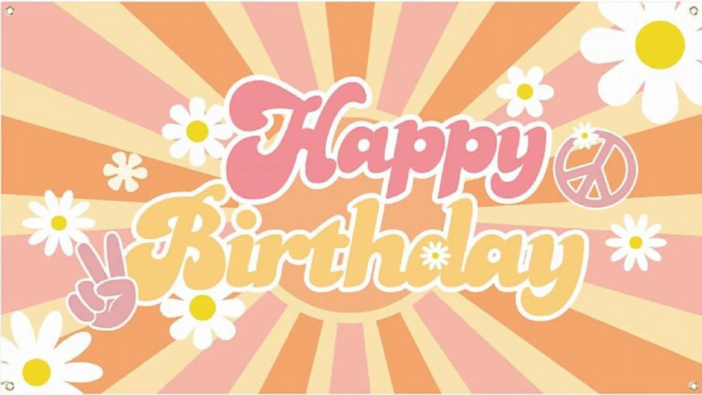 Groovy Photography Backdrop Banner Retro Hippie Boho Girl Birthday ...