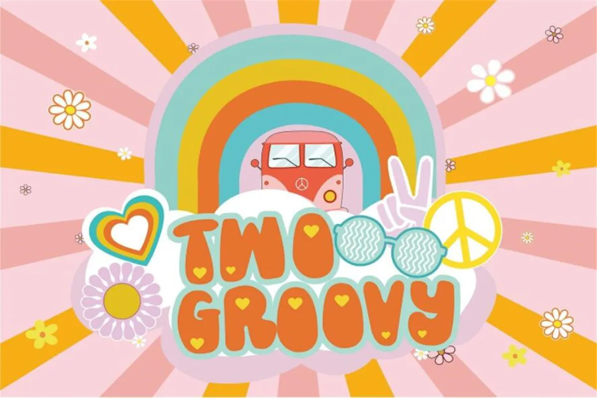Groovy Photography Backdrop Banner Retro Hippie Boho Girl Birthday ...