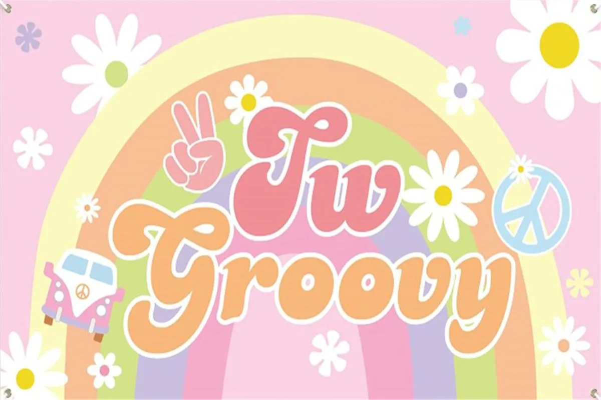 Groovy Photography Backdrop Banner Retro Hippie Boho Girl Birthday ...