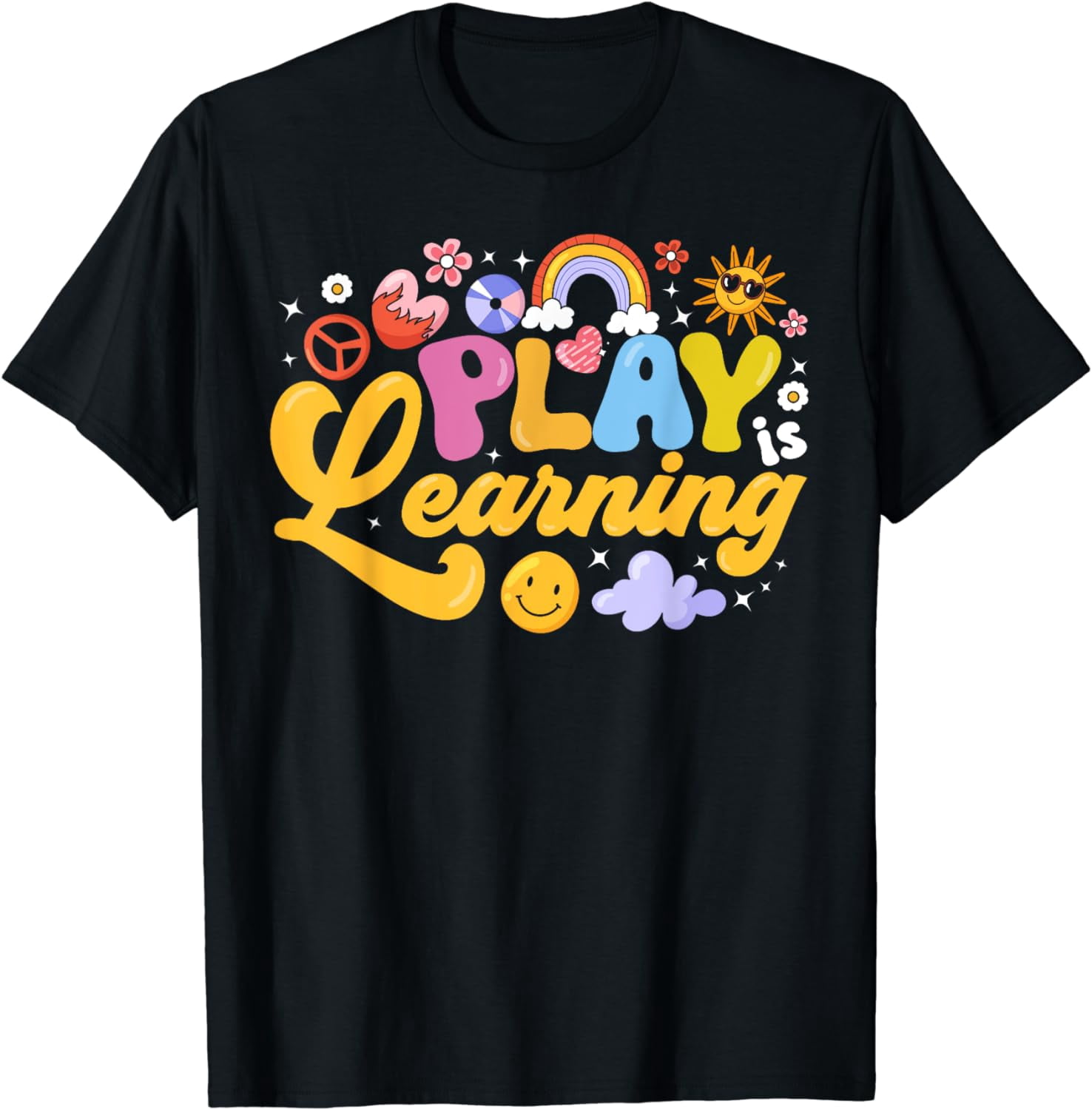 Groovy Play is Learning Cute Students Teachers Preschool T-Shirt ...