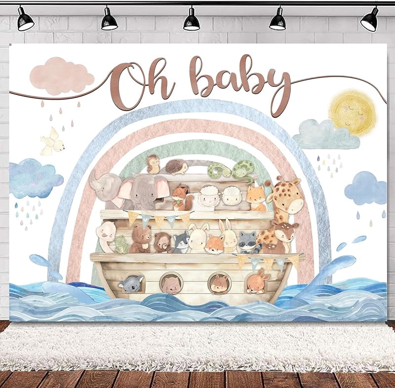 Groovy Rainbow Baby Shower Backdrop for Photography Cute Cartoon ...