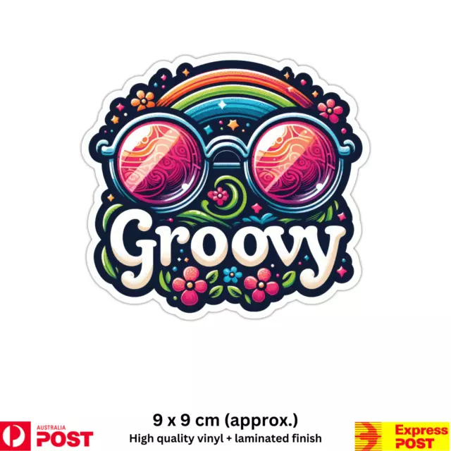 Groovy Rainbow Glasses Floral Design Sticker Phone Decal Water Bottle ...