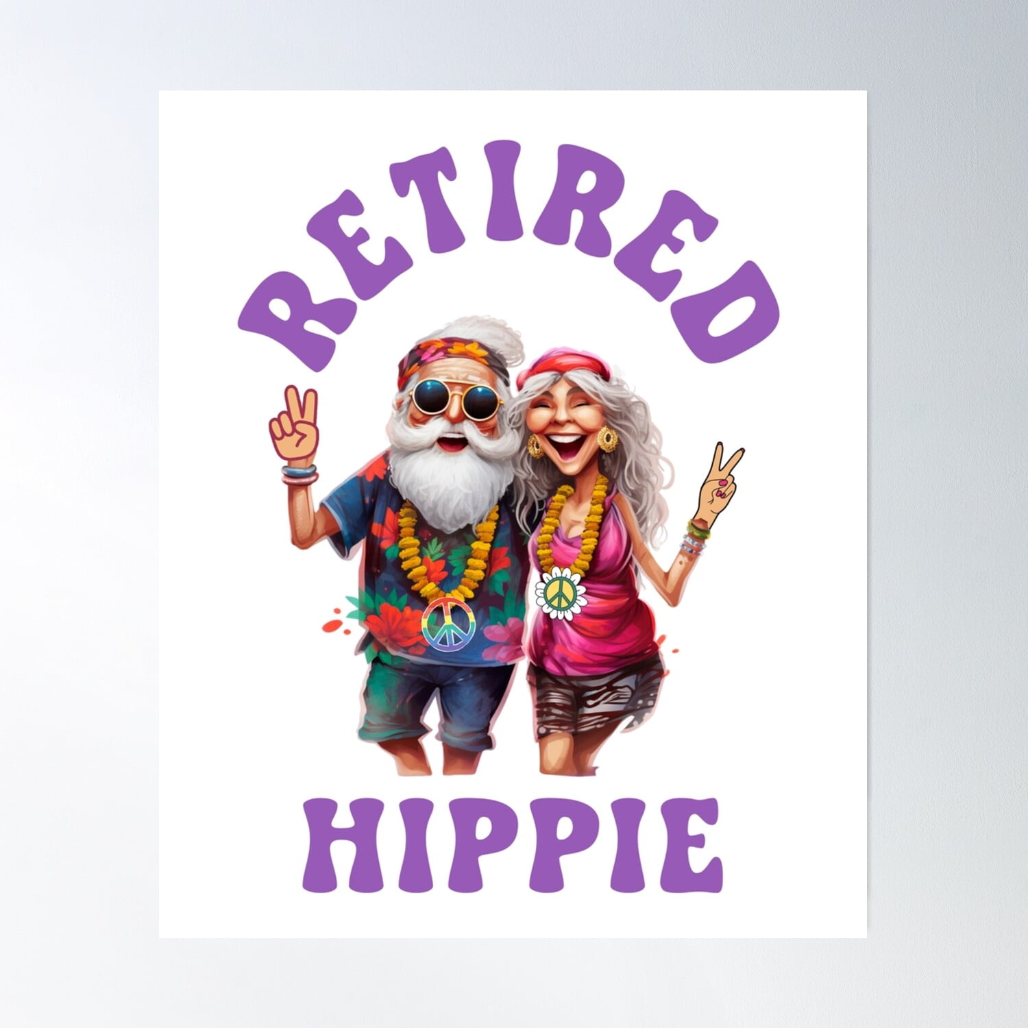 Groovy Retired Hippie Vibes Poster Wall Art, Modern Wall Decor, 24x36 ...