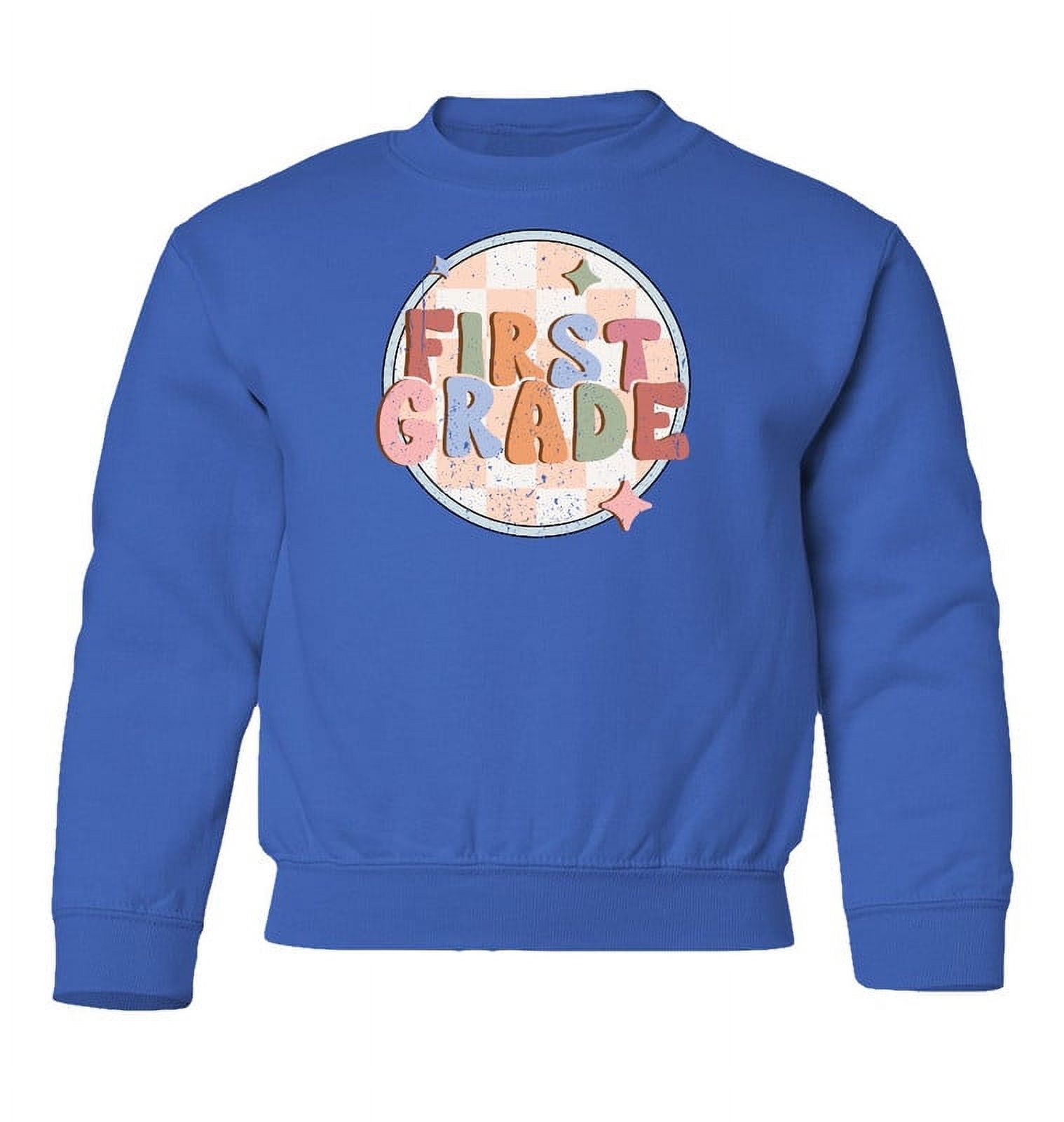Groovy Retro 1st Grade Back To School Funny Youth Crewneck Sweatshirt ...