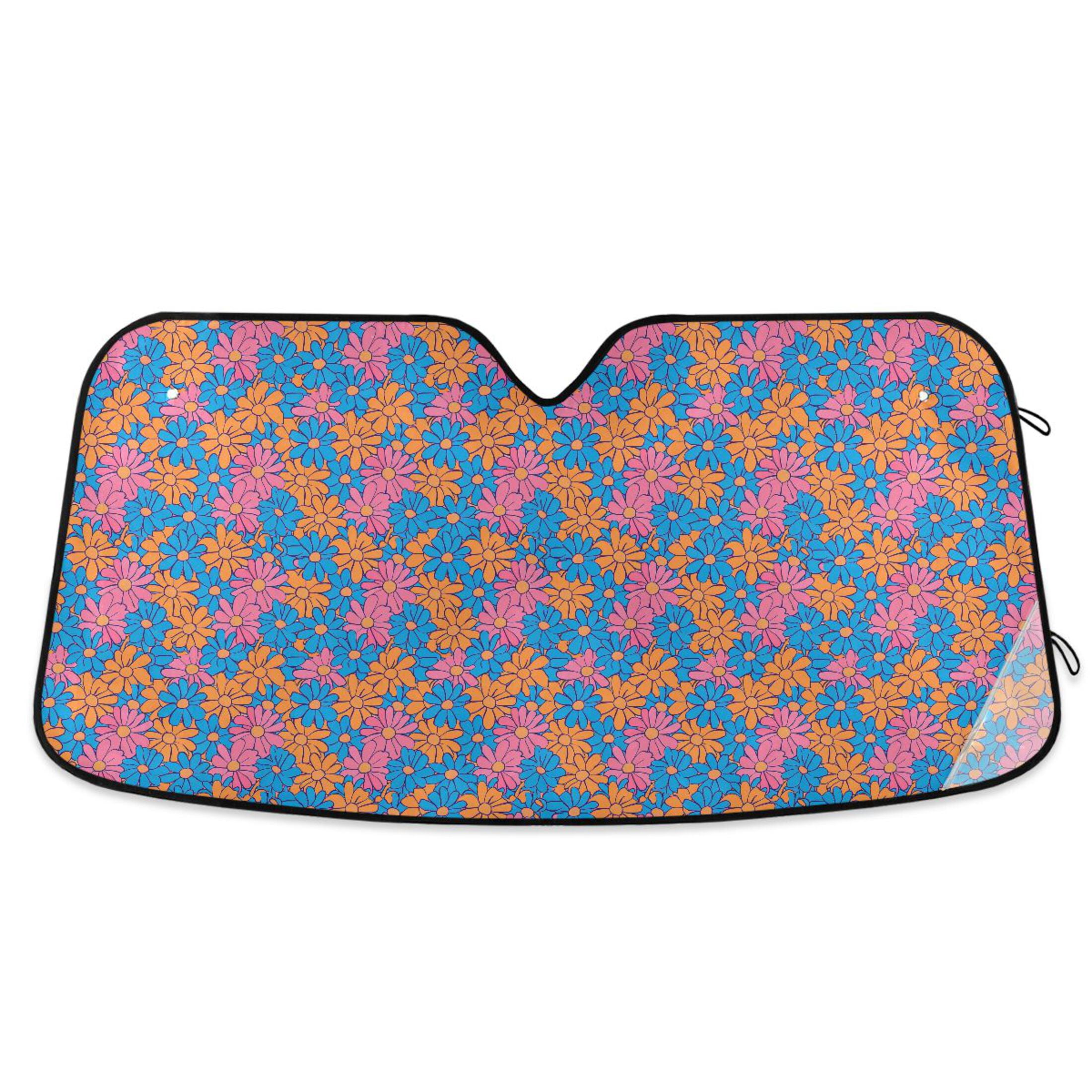 Groovy Retro Daisy Flower Car Windshield Sun Shade Foldable Car Front ...