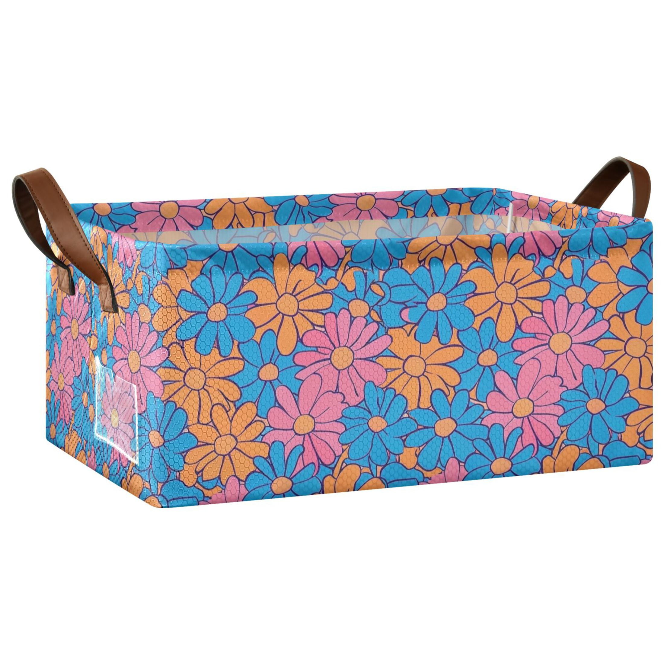 Groovy Retro Daisy Flower Collapsible Storage Bins Fabric Shelf Baskets ...