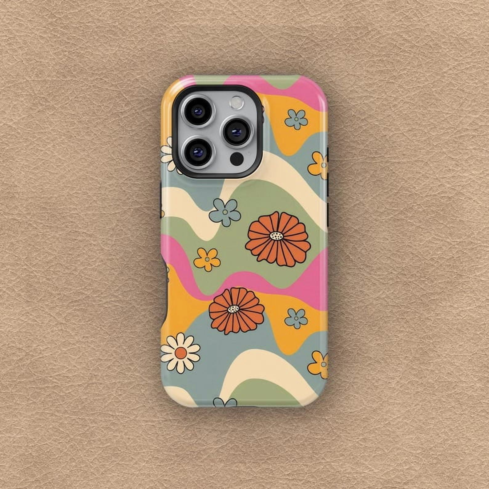 Groovy Retro Floral Hippie Girl Aesthetic Artwork Phone Case for iPhone ...