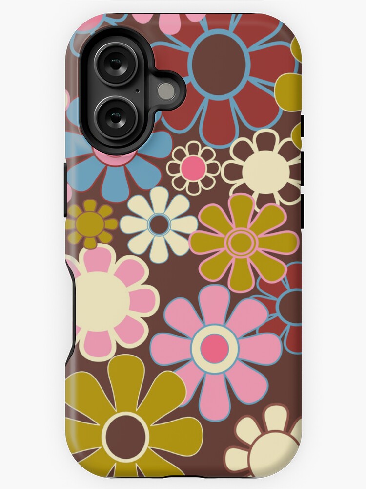 Groovy Retro Garden 70s Eclectic Floral iPhone Case 11 12 13 14 15 16 ...