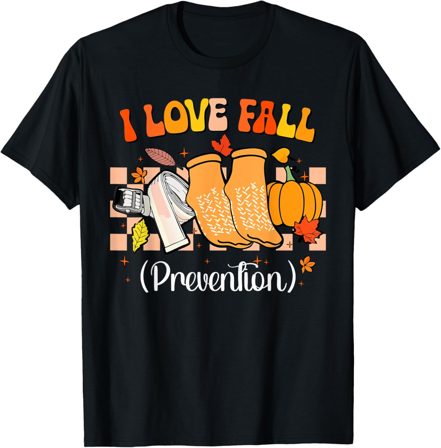 Groovy Retro I Love Fall Prevention Fall Physical Therapy T-Shirt ...