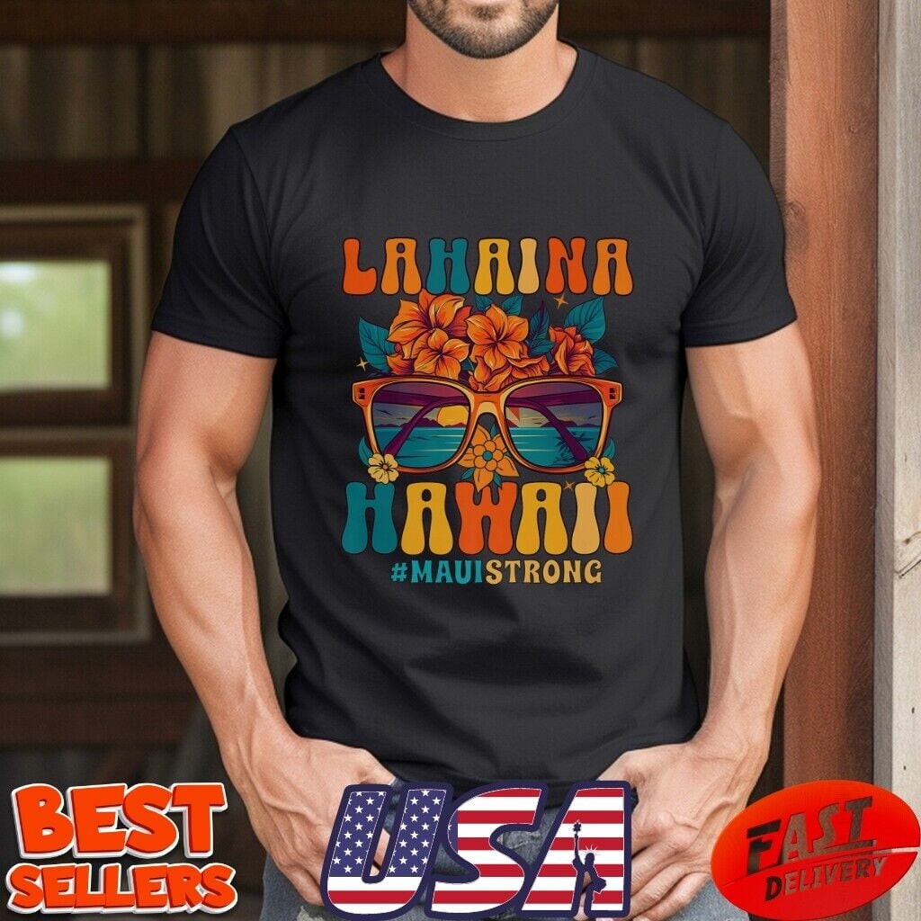 Groovy Retro Lahaina Pray for Maui Hawaii Strong Unisex Black T-Shirt ... Groovy Retro Lahaina Pray for Maui Hawaii Strong Unisex Black T-Shirt ...