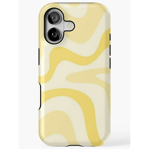 Groovy Retro Liquid Swirl Pale Yellow iPhone Case 11 12 13 14 15 16 17 ...