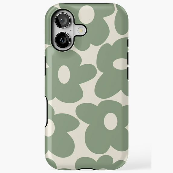 Groovy Sage Green Floral 70s Aesthetic Design for iPhone 17 11 12 13 14 ...
