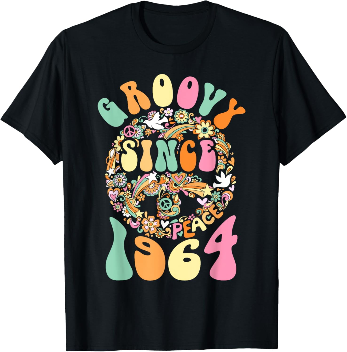 Groovy Since 1964 Peace For Vintage Birthday Party 60s 70s T-Shirt ...
