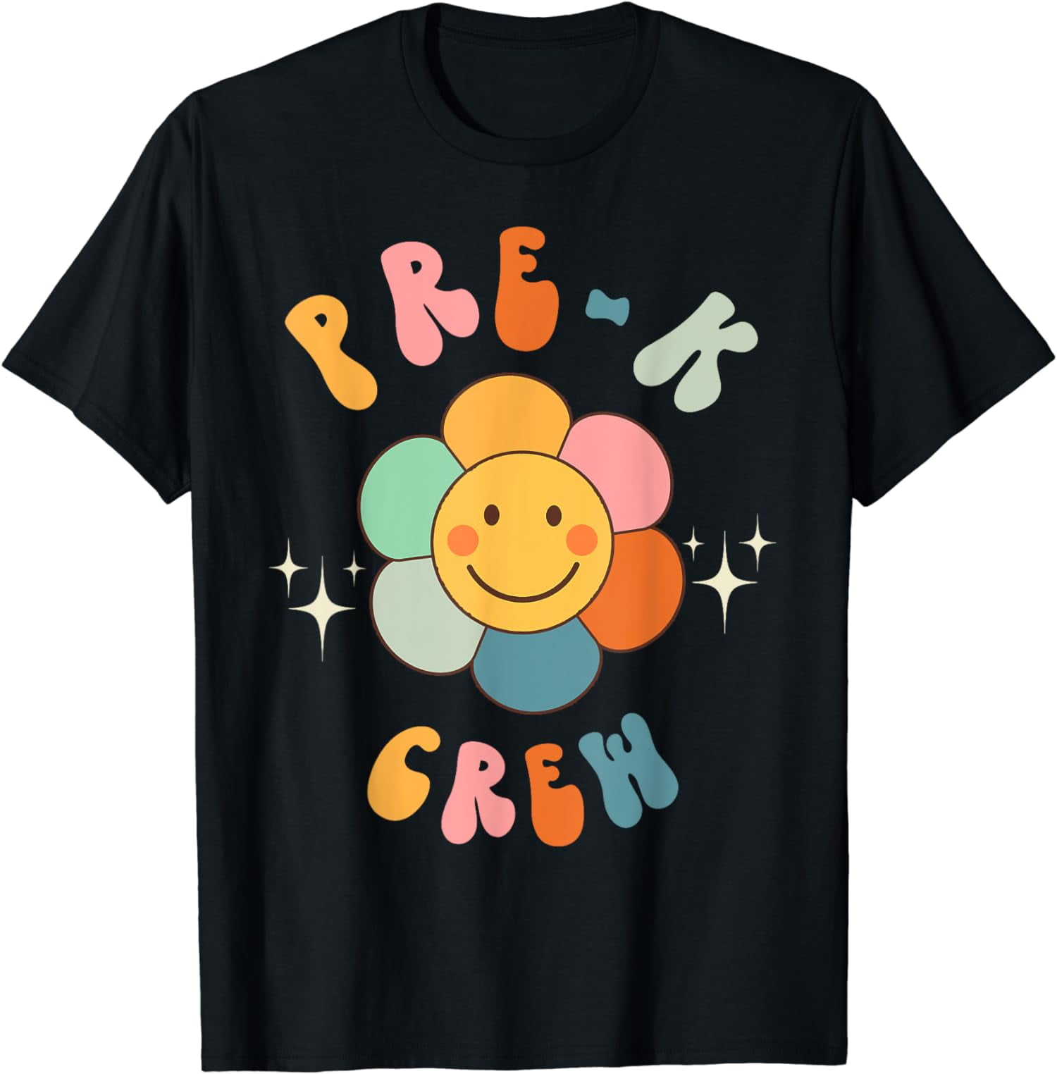 Groovy Smile Face Prek Crew Teacher 1st Day of School T-Shirt - Walmart.com