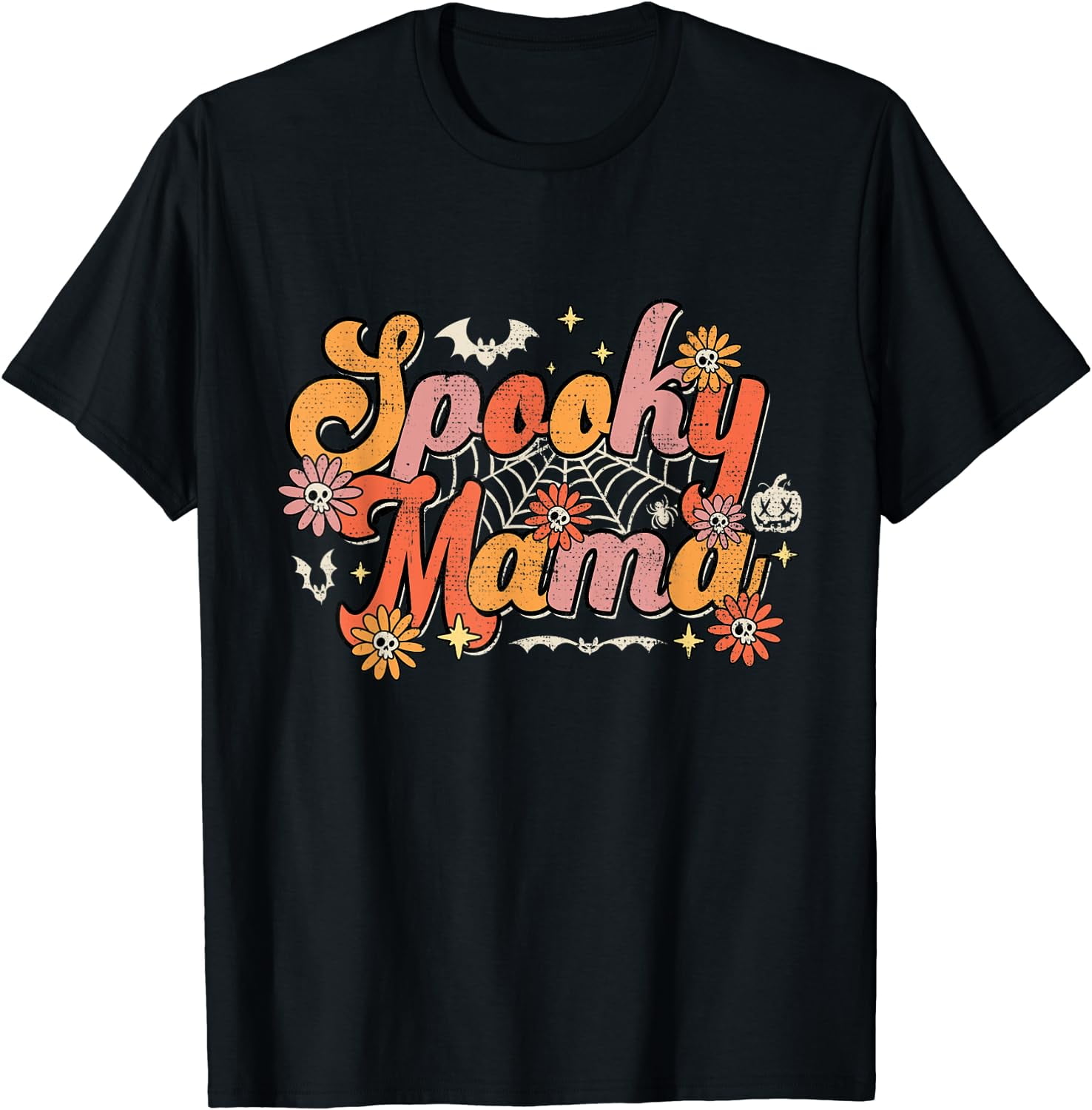 Groovy Spooky Mama Retro Halloween Ghost Witchy Spooky Mom T-Shirt ...