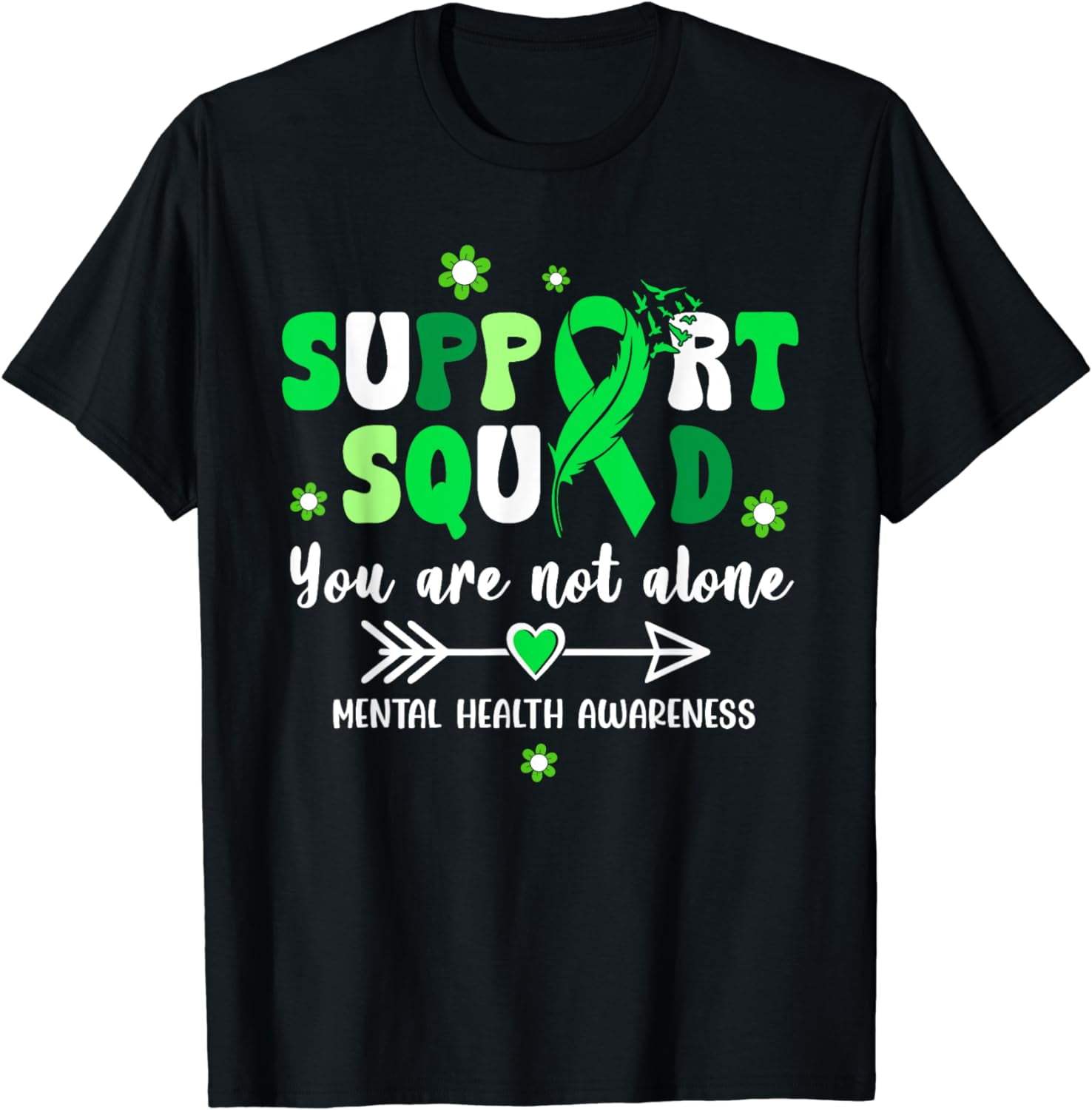 Groovy Support Squad Green Ribbon Mental Health Awareness T-Shirt ...