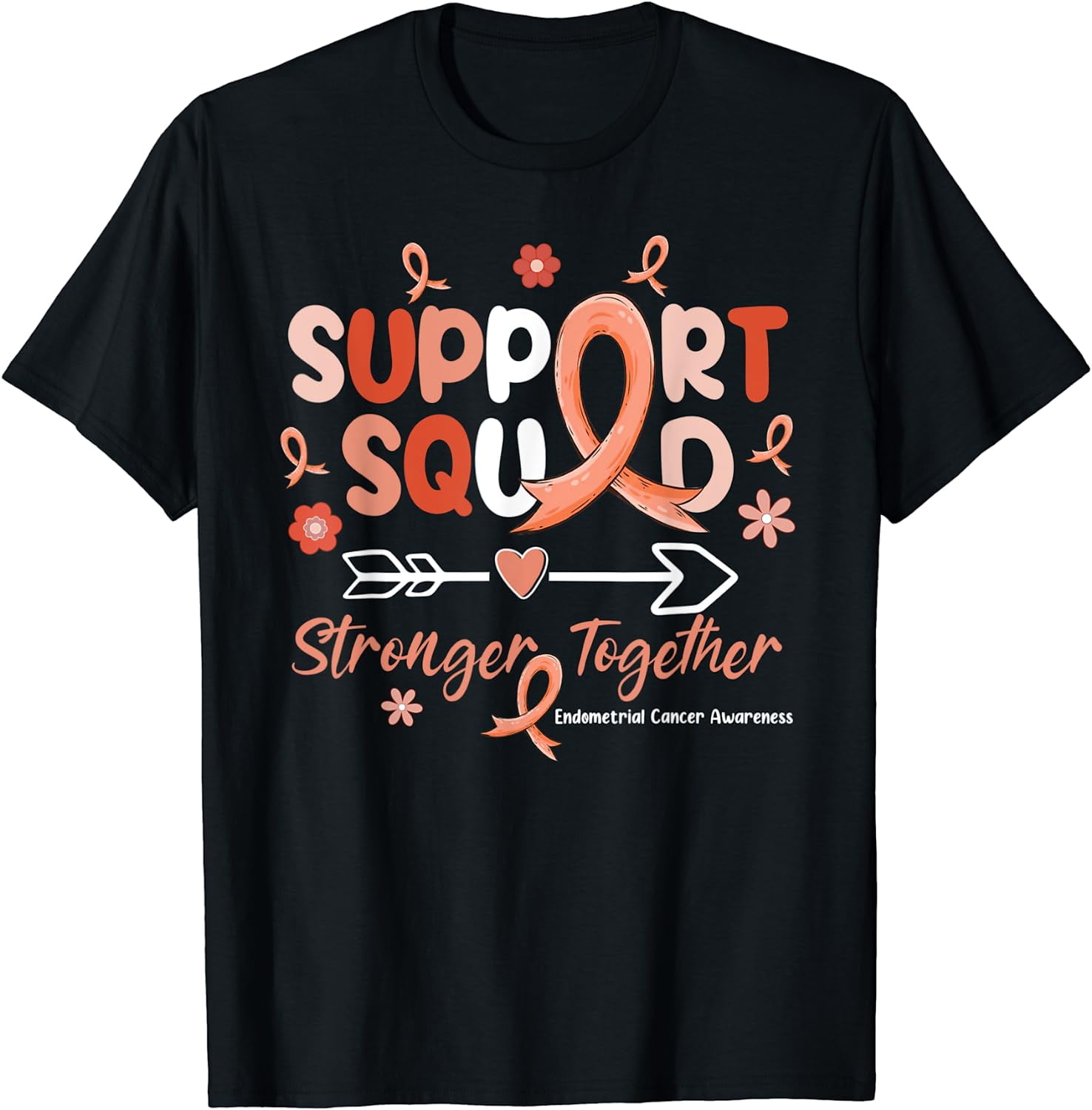 Groovy Support Squad Peach Ribbon Endometrial Cancer T-Shirt - Walmart.com