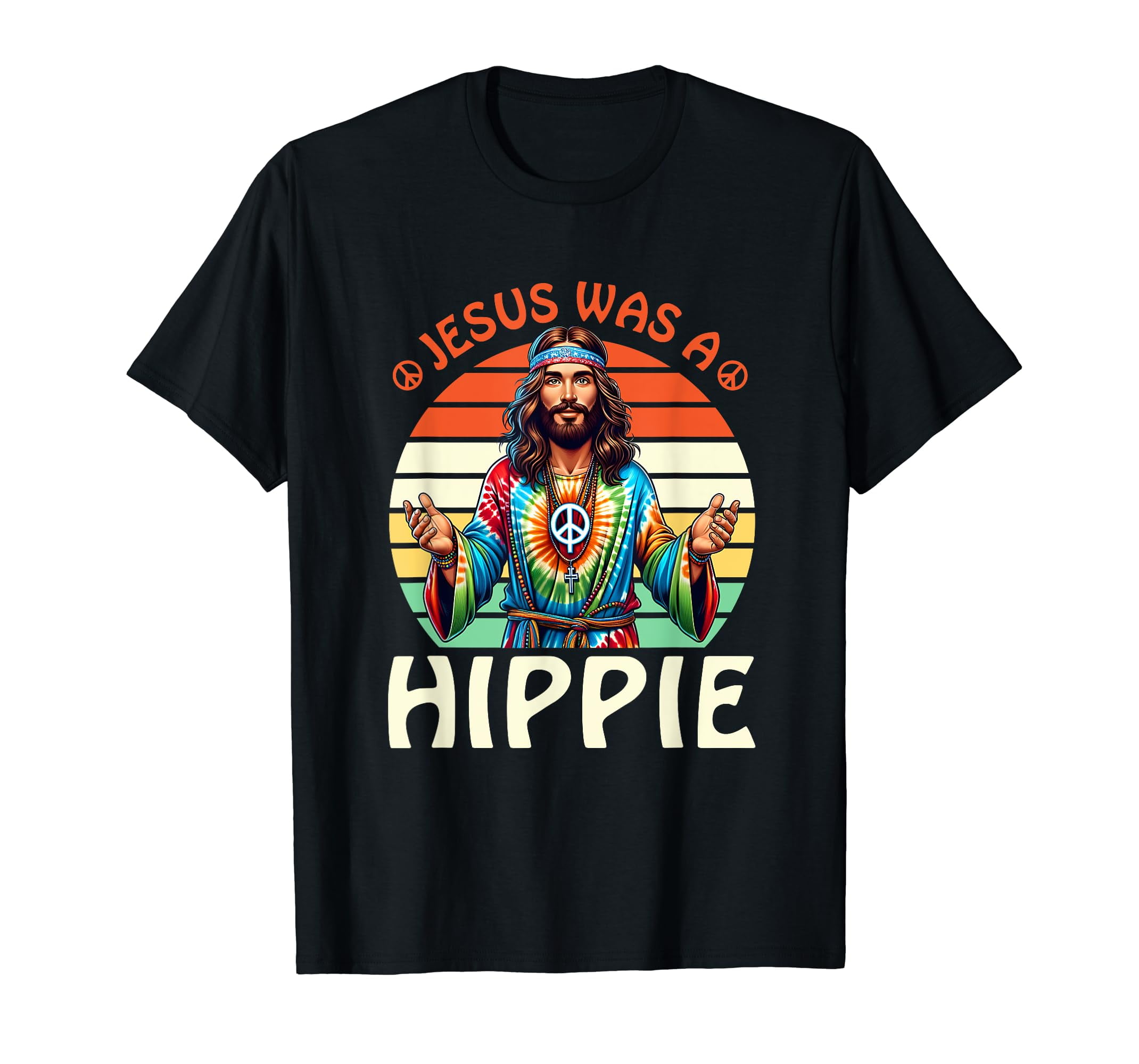 Groovy There Was Jesus Cross Christian Religious Hippie T-Shirt ...
