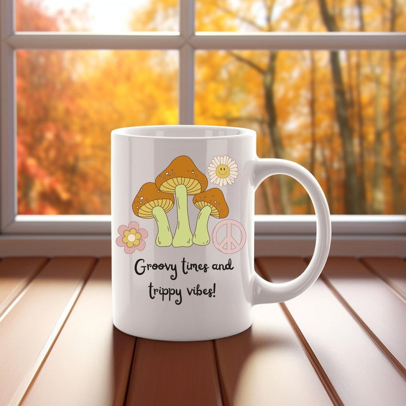 Groovy Times And TR1ippy Vibes! Coffee Mug, B1Oho Chic R 70s StY1Le Mug ...