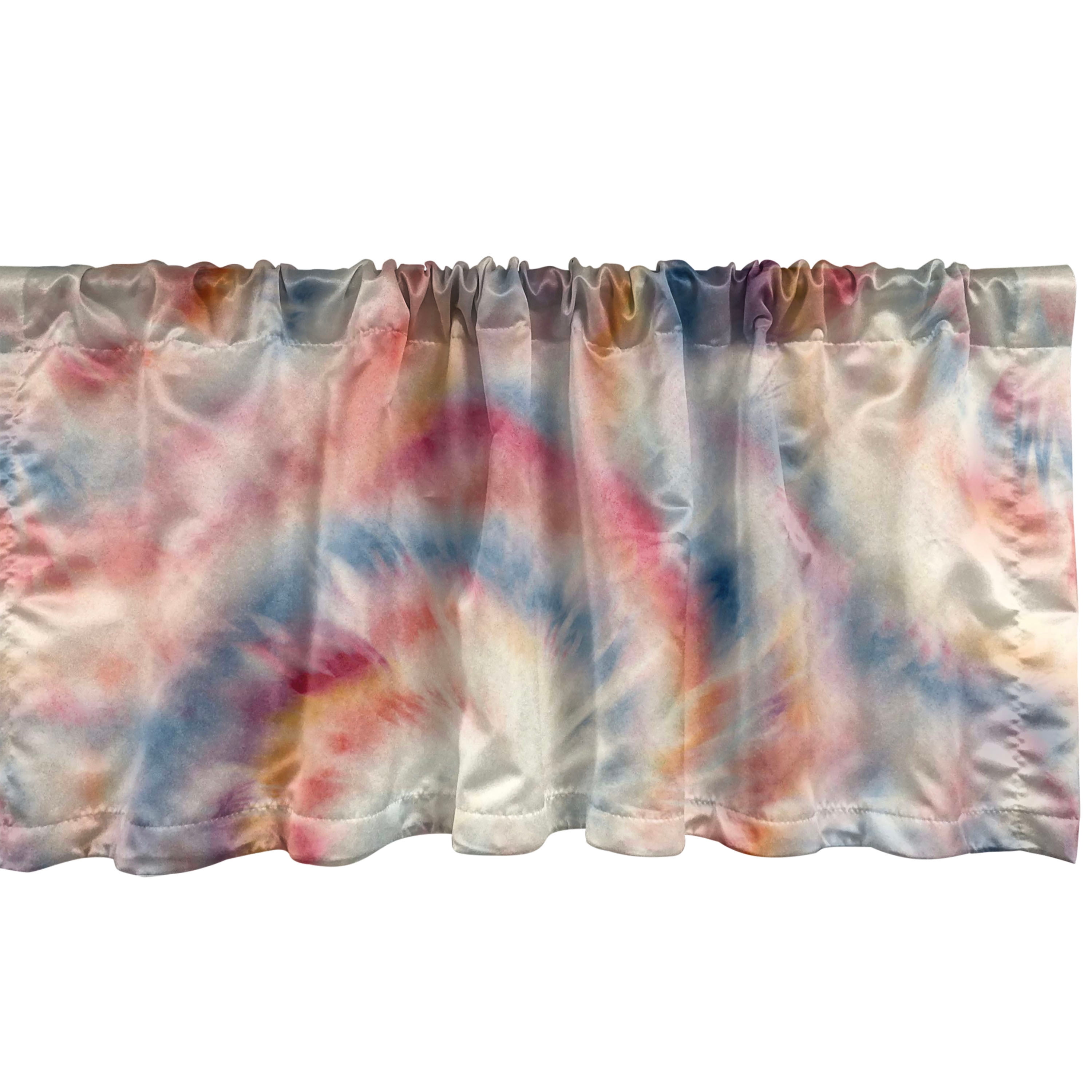 Groovy Window Valance, Retro Psychedelic Style Pastel Illusion Tie Dye Effect Whirling Motif ...
