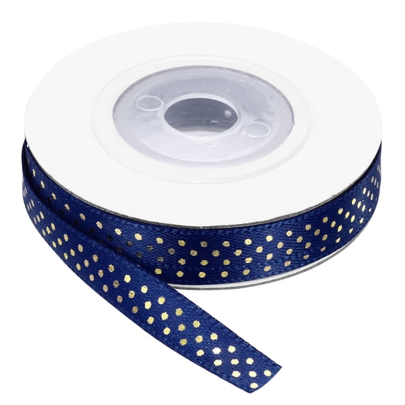 Grosgrain Ribbons 10 Yards 1/4 Inch Deep Blue Gold Dots Ribbon for ...