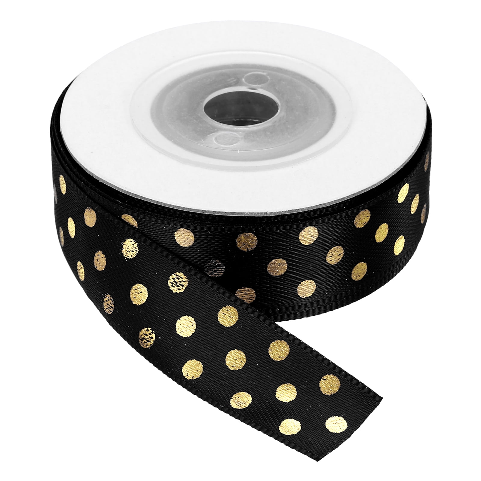 Grosgrain Ribbons 10 Yards 5/8 Inch Black Gold Dots Ribbon for Crafts ...