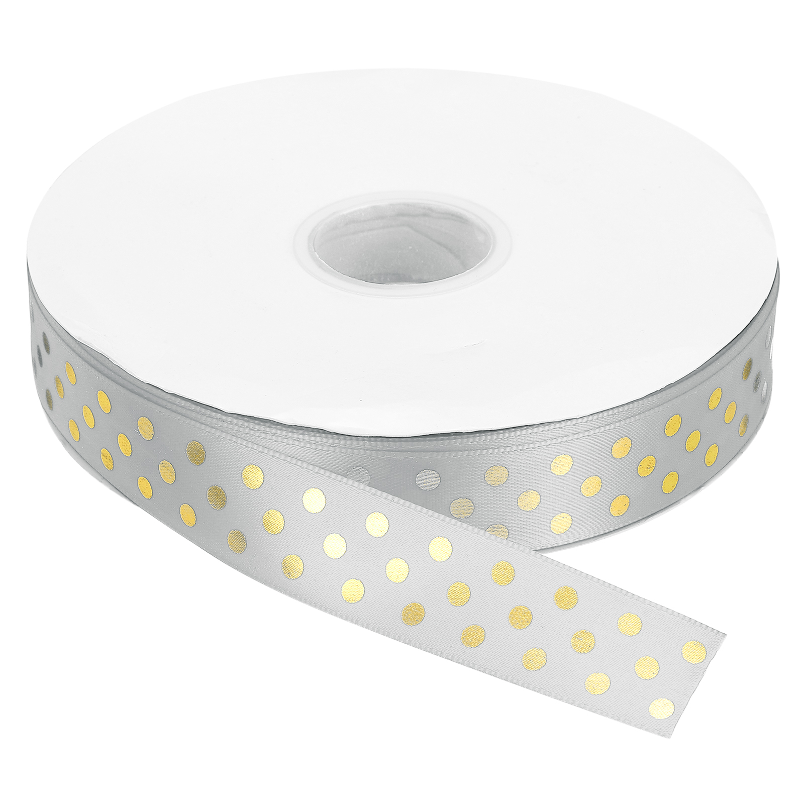 Grosgrain Ribbons 100 Yards 1 Inch Gray Gold Dots Ribbon for Crafts ...