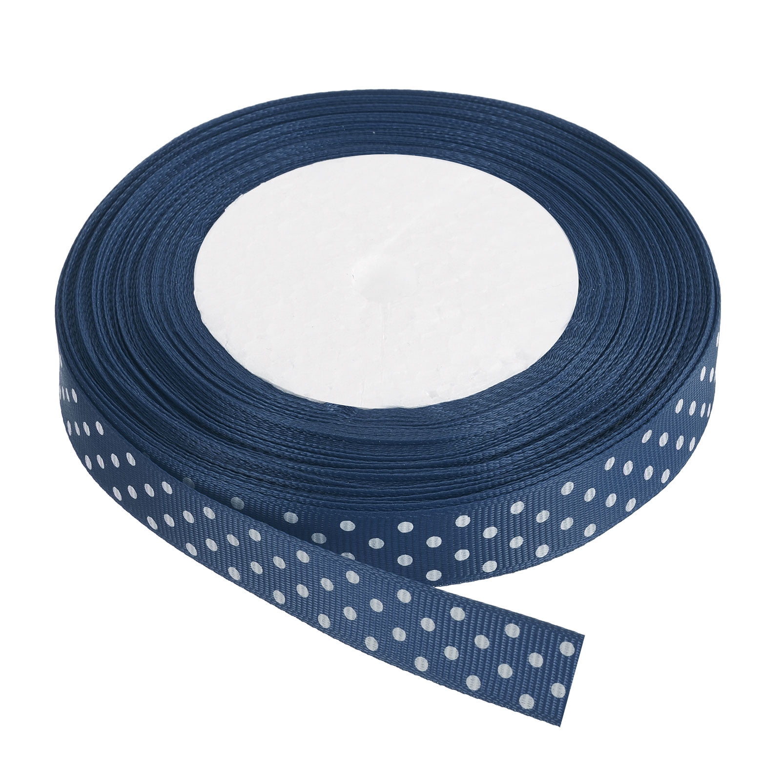 Grosgrain Ribbons 25 Yards 5/8 Inch Dark Blue with White Dots Ribbon ...