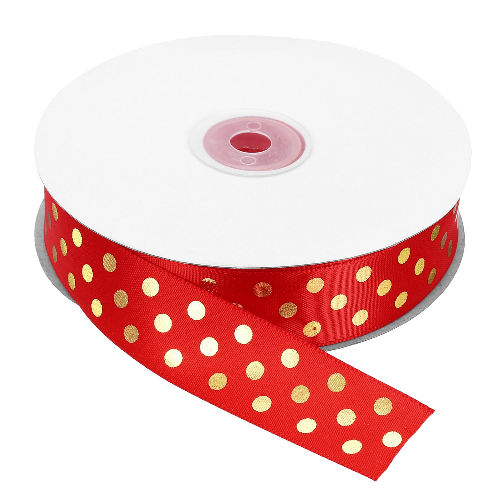 Grosgrain Ribbons 50 Yards 1 Inch Deep Red Gold Dots Ribbon for Crafts ...