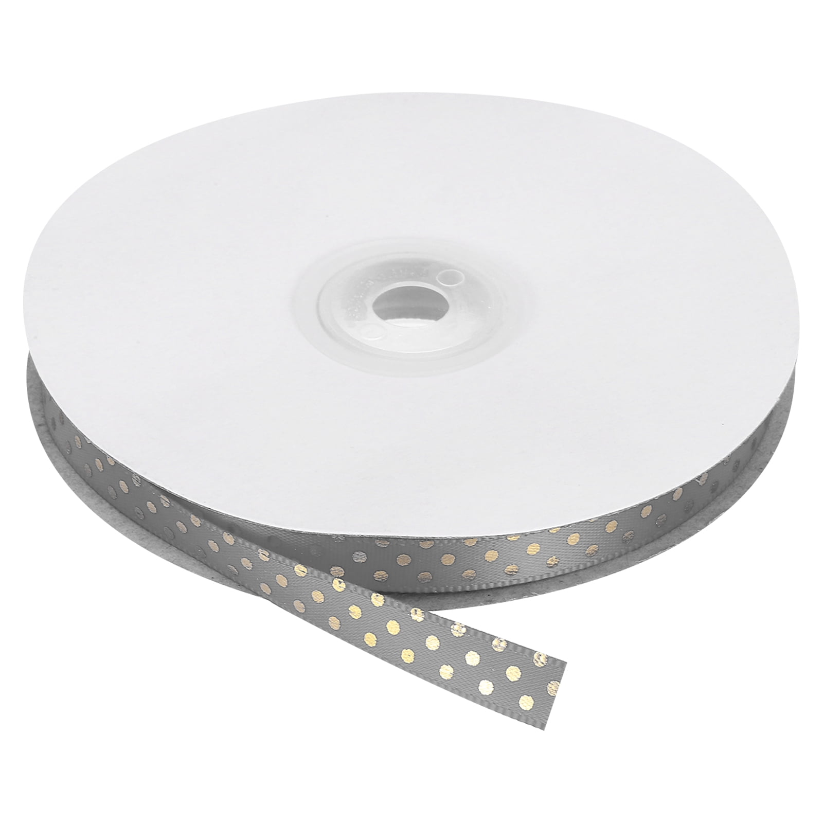 Grosgrain Ribbons 50 Yards 3/8 Inch Gray with Gold Dots for Crafts Gift ...