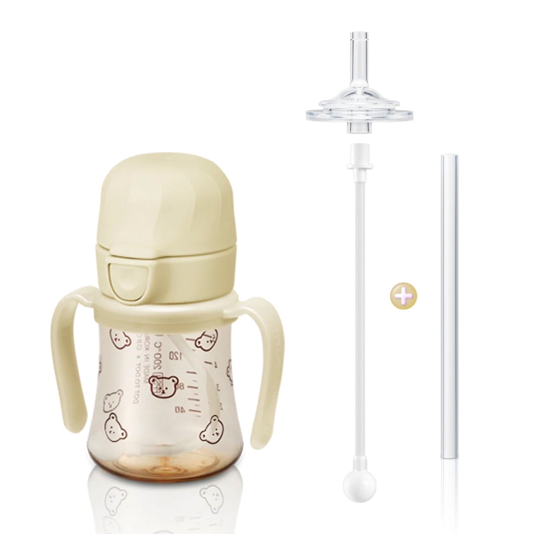 Grosmimi PPSU Straw Cup with One Touch Flip Top & Weight, Leak-Free, Easy Clean - 6oz (200ml ...