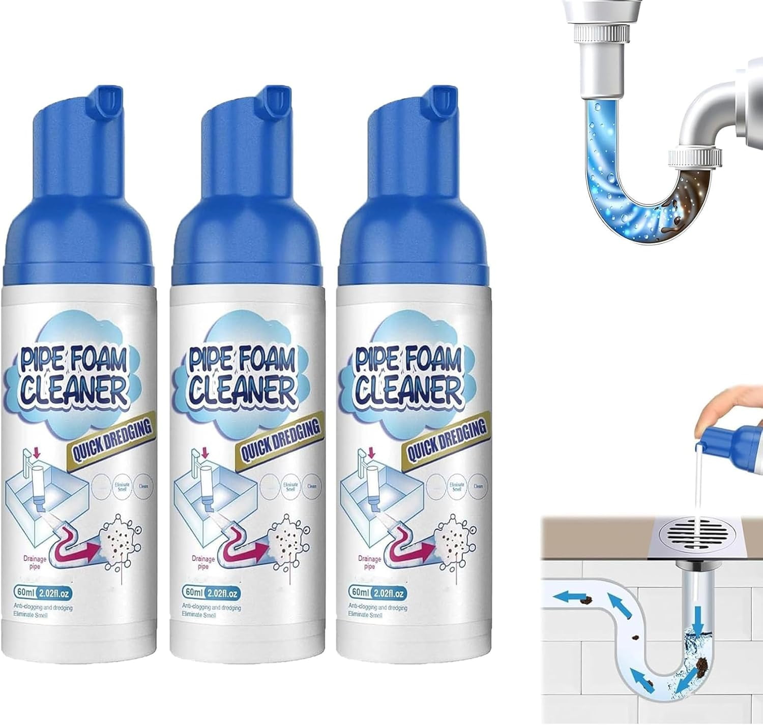 Grossplus Drain Cleaner, Unismart/Acsart Drain Cleaner, Bathroom Sink Cleaner Foam, Fast Foam ...