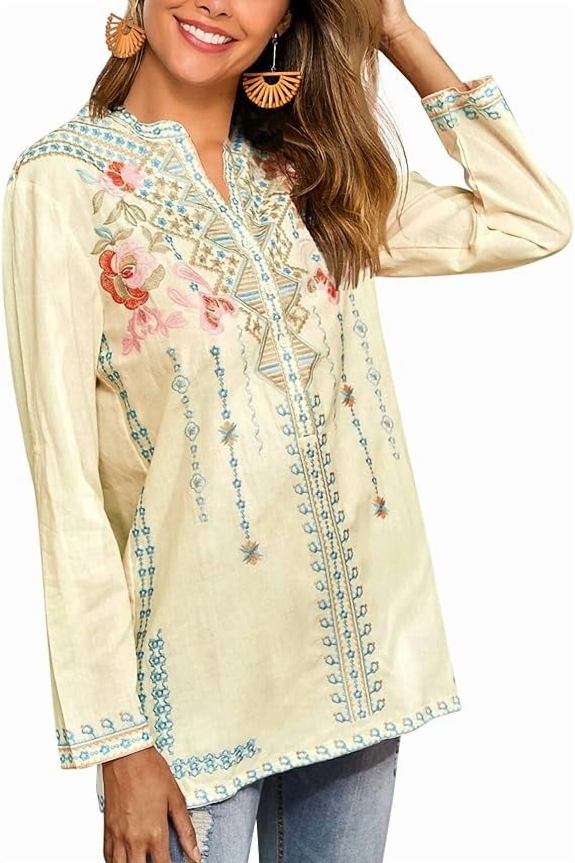 Grosy Womens Plus Size Tops 3/4 Sleeve V Neck Shirts Tunic Casual ...