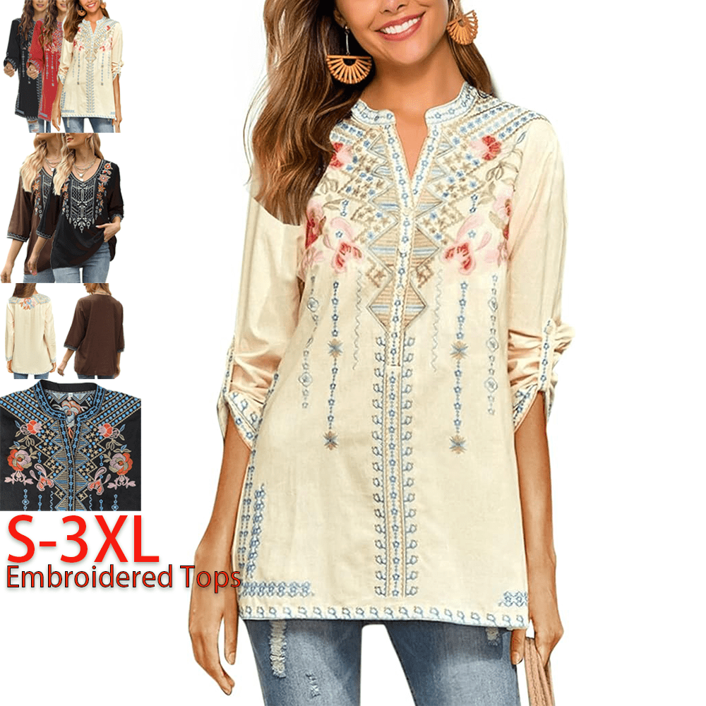 Grosy Womens Tops Summer Blouses Dressy Casual Ladies Plus Size V Neck ...