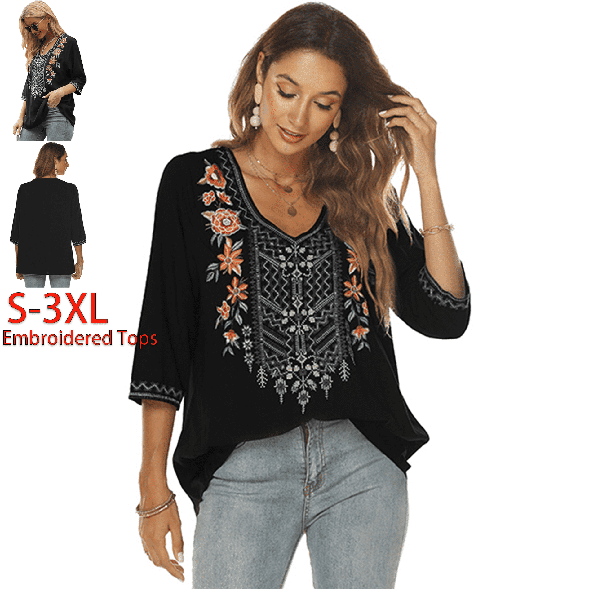 Grosy Womens Tops Summer Blouses Dressy Casual Ladies Plus Size V Neck ...