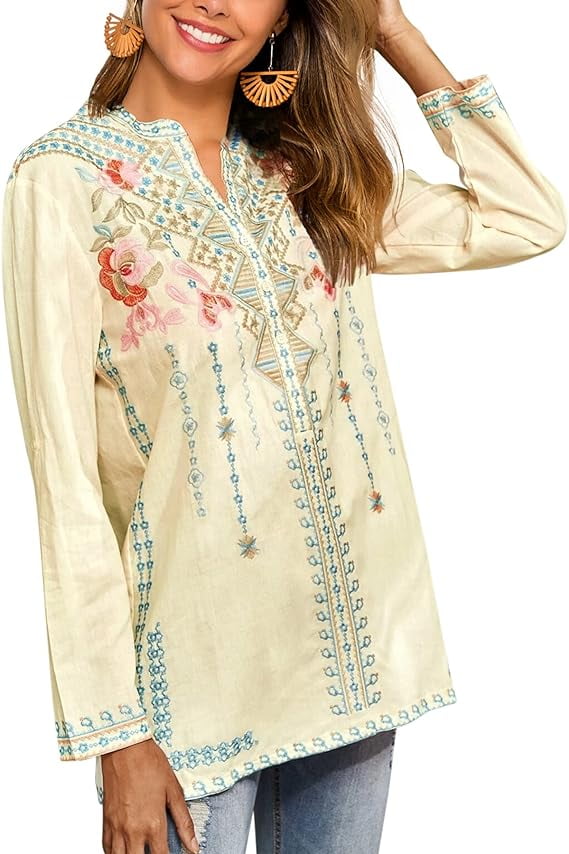 Grosy Womens Plus Size Tops 3/4 Sleeve V Neck Shirts Tunic Casual ...