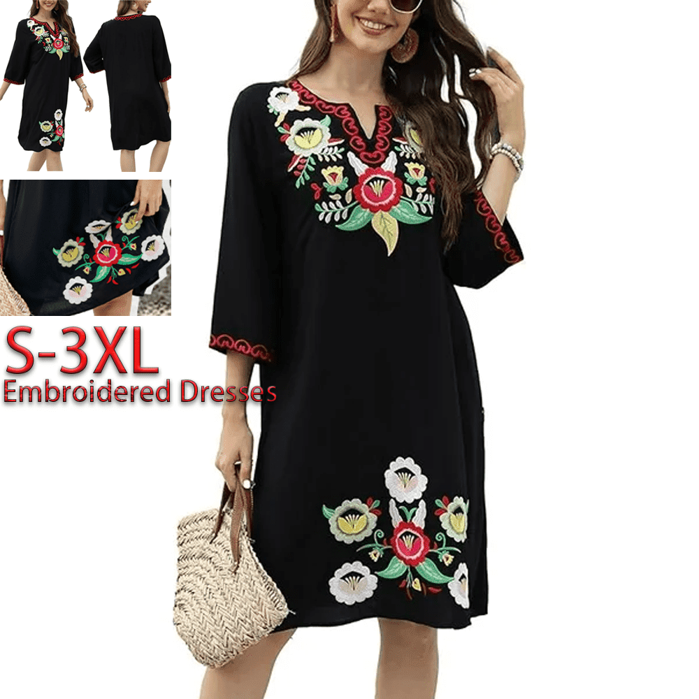 Grosy Dresses for Women Plus Size Petite Summer Dresses 3/4 Sleeve ...