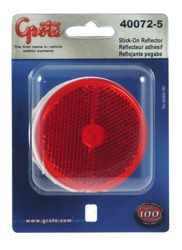 Grote 40072-5 Red 2 1/2 Round Stick-On Reflector - Walmart.com