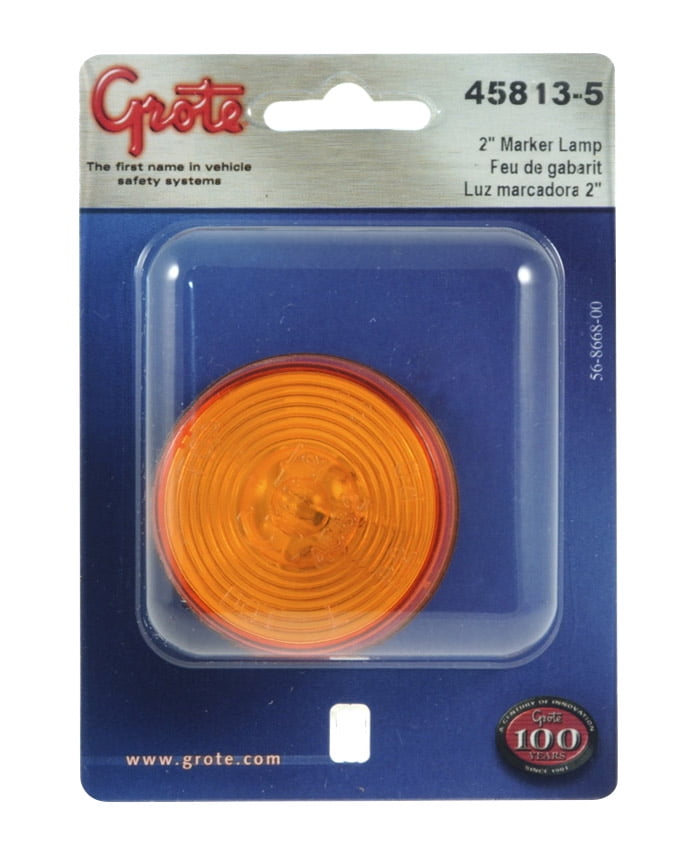 Grote 45813-5 Yellow 2 1/2" Round Clearance Marker Light (Optic Lens ...