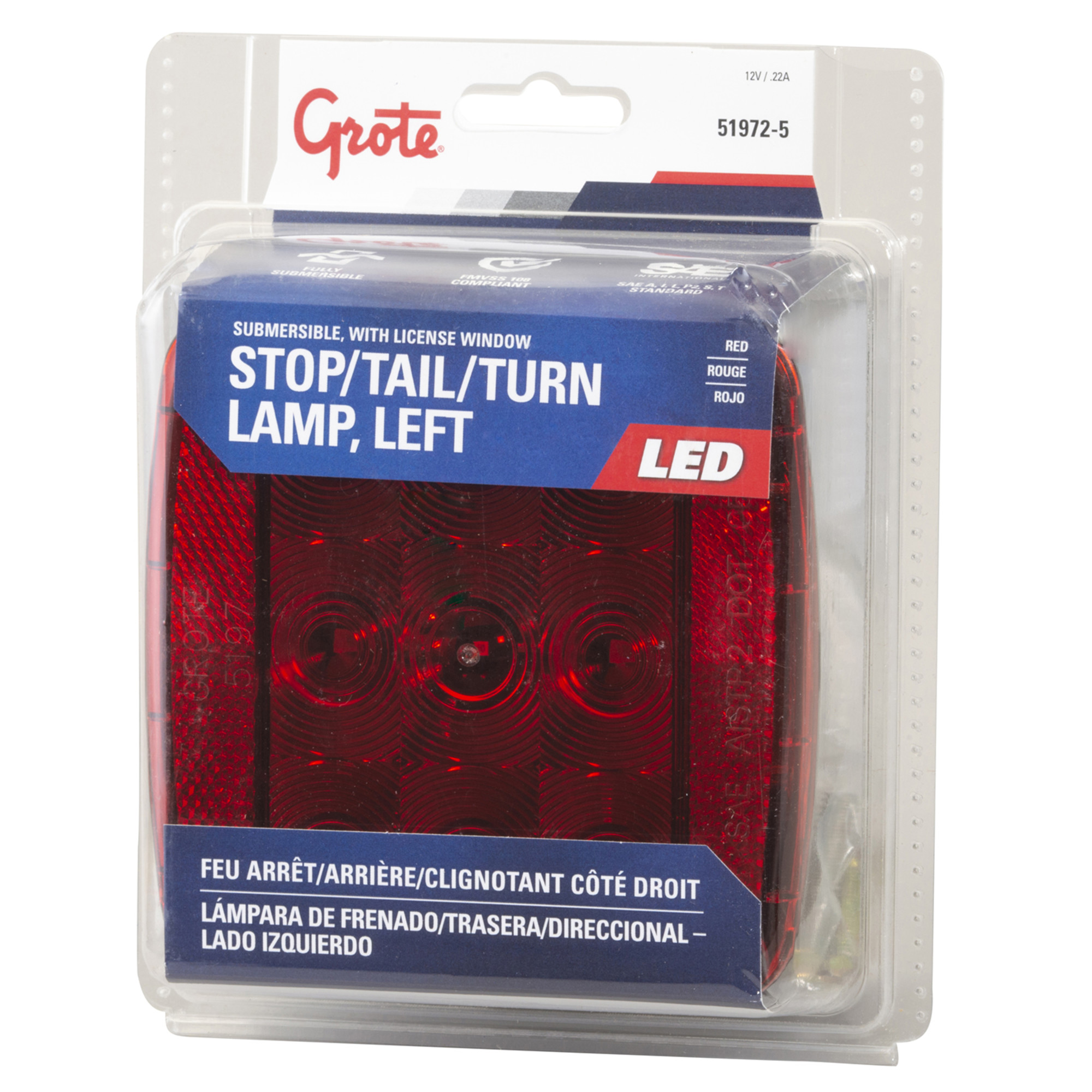 Grote 51972-5 Submersible LED Trailer Lighting Kit - LH Stop Tail Turn ...