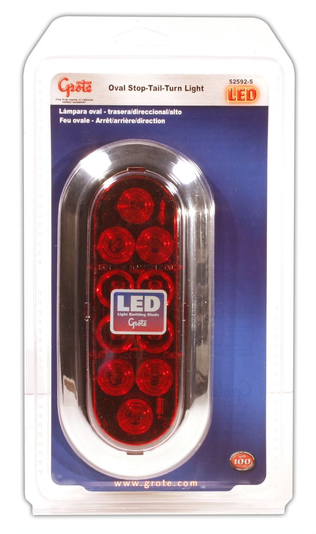Grote 52592-5 - Stop, Tail, Turn Lamp, Red, LED, Oval, Surface Mount ...