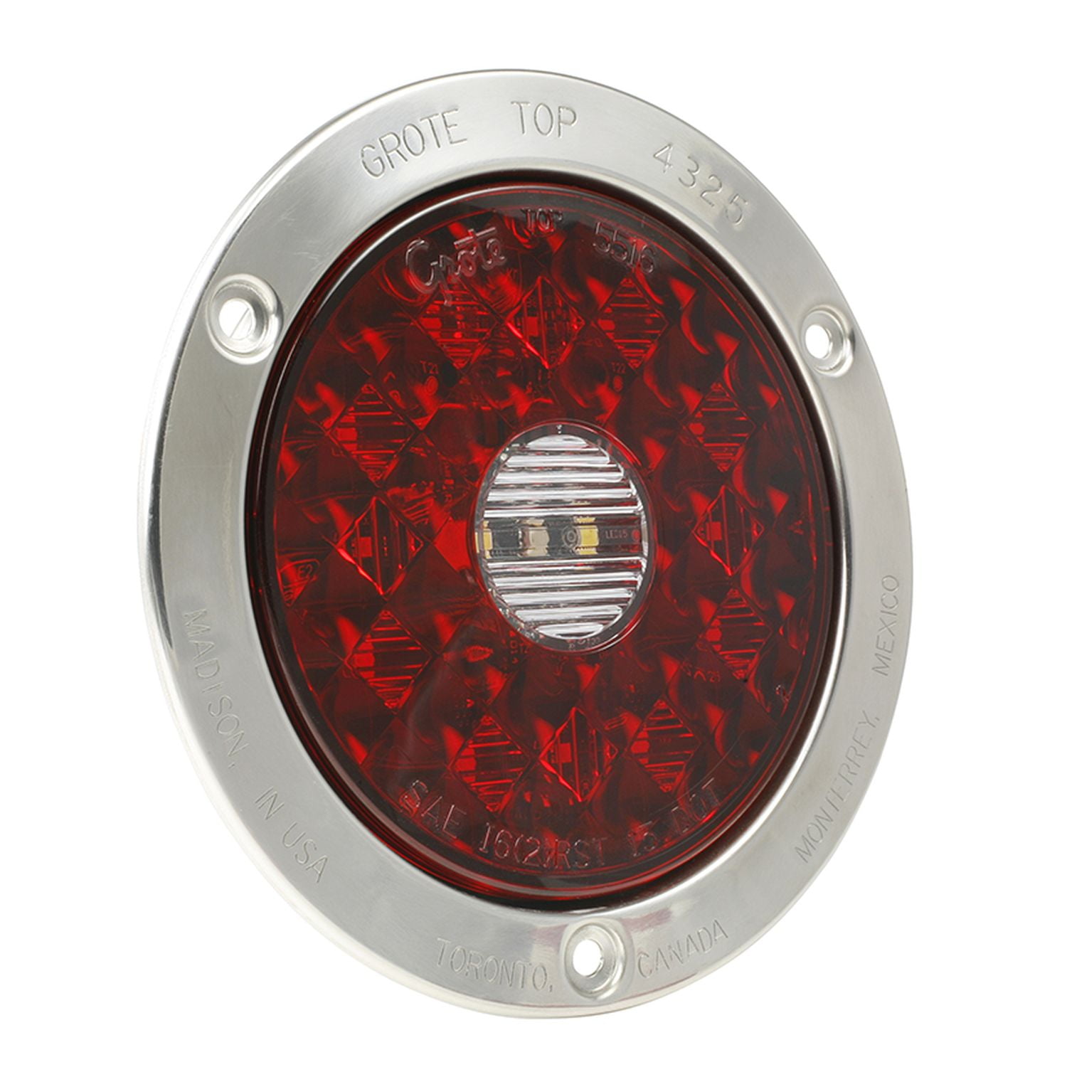 Grote 55202 Stop/Tail/Turn 4 Inch Red Led W/Int Backup Amp Stainles ...