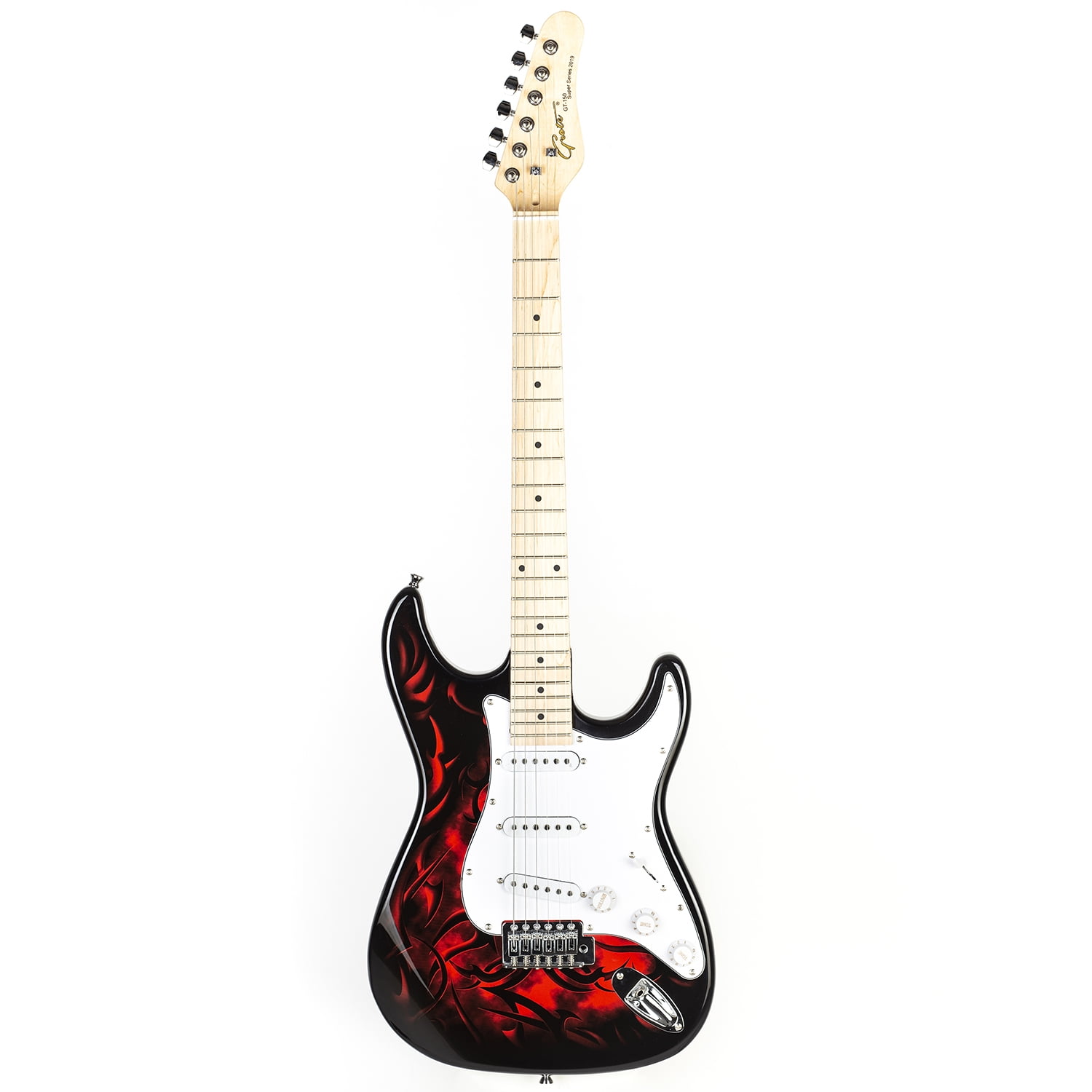 Grote Electric Guitar Full-Size Water Transfer Solid Body Maple Neck ...