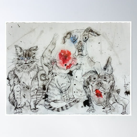 Grotesque Family Pet Portrait Poster Wall Art, Modern Wall Decor For ...