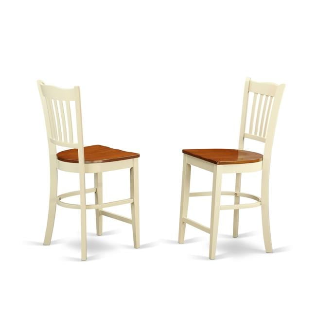 Groton Counter Stools with Wood Seat, Buttermilk & Cherry - Walmart.com