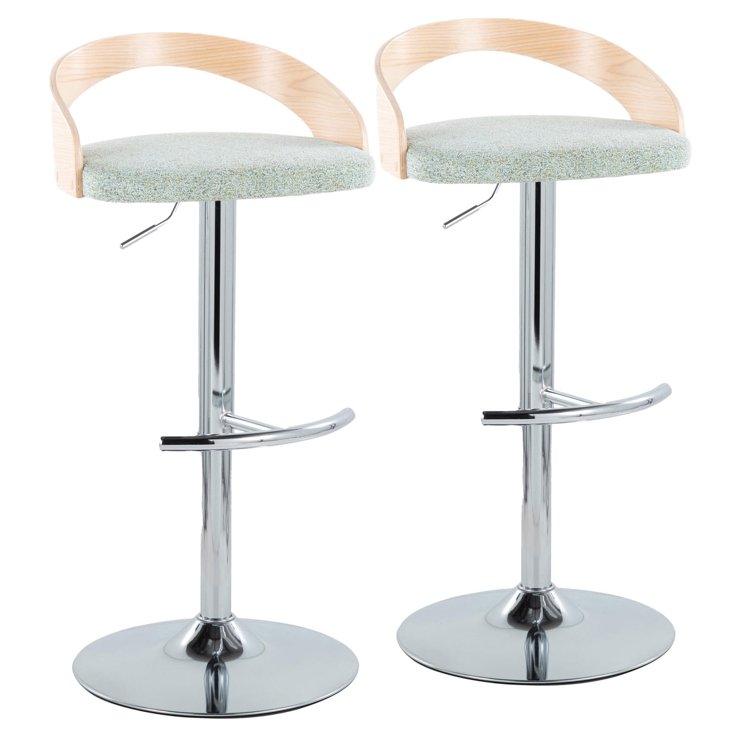 Grotto Contemporary Adjustable Height with Swivel in Chrome Metal, Wood ...