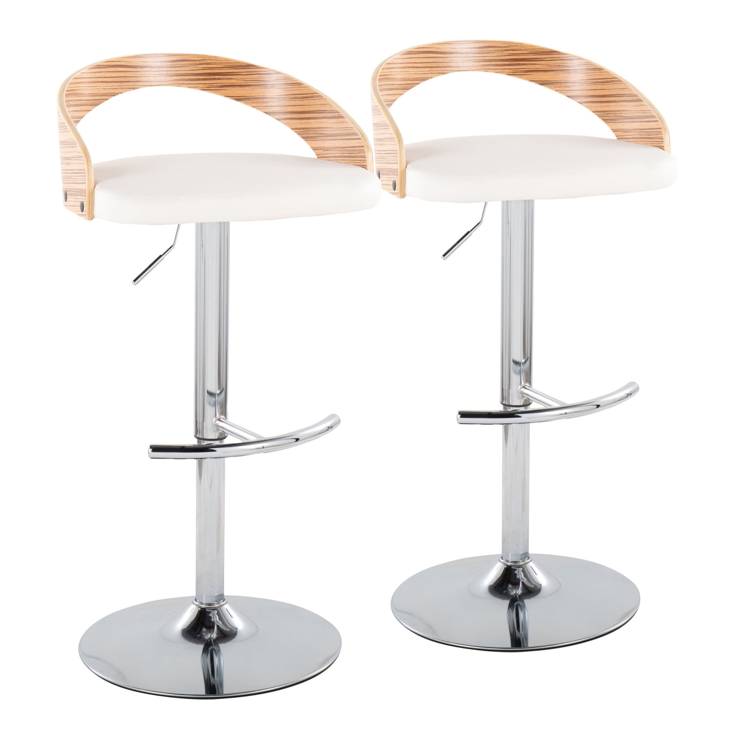 Grotto Contemporary Adjustable with Swivel in Chrome Metal, Zebra Wood ...