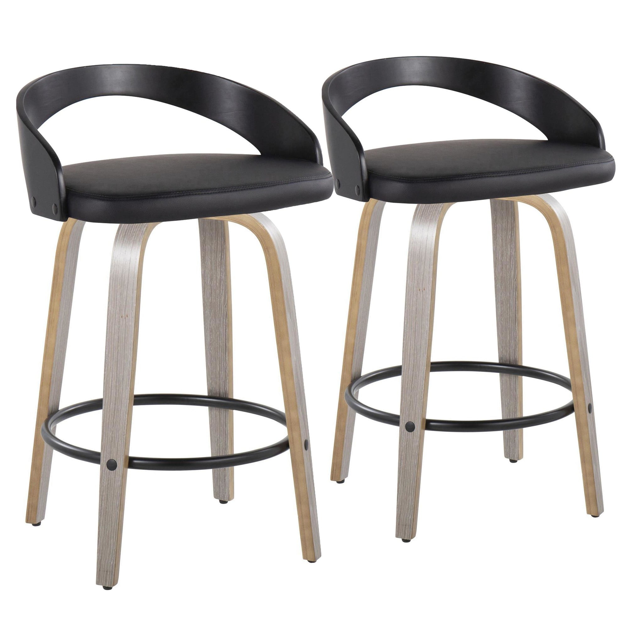 Grotto Counter Stools for Kitchen Counter in Light Grey Wood, Counter ...