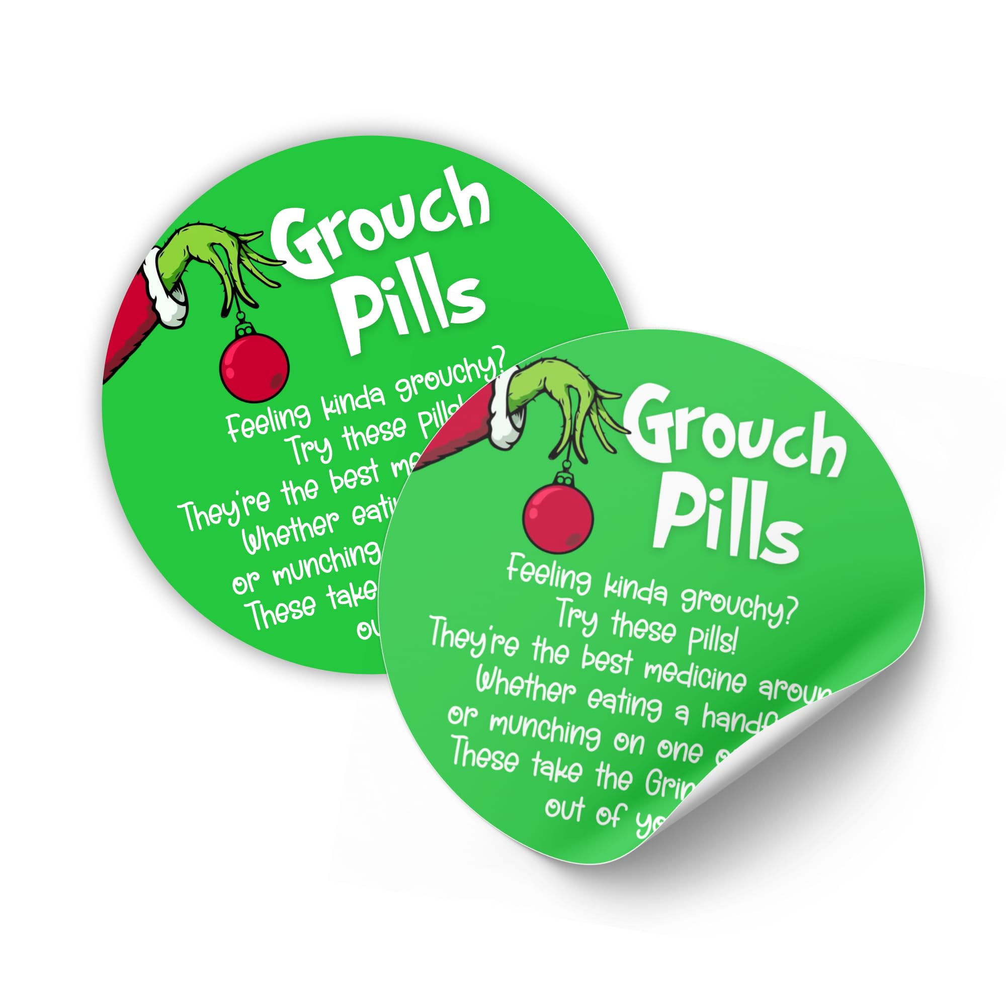 Grouch Grouch Pills 2” inch Labels for Green Candy | 40 Pack Stickers ...