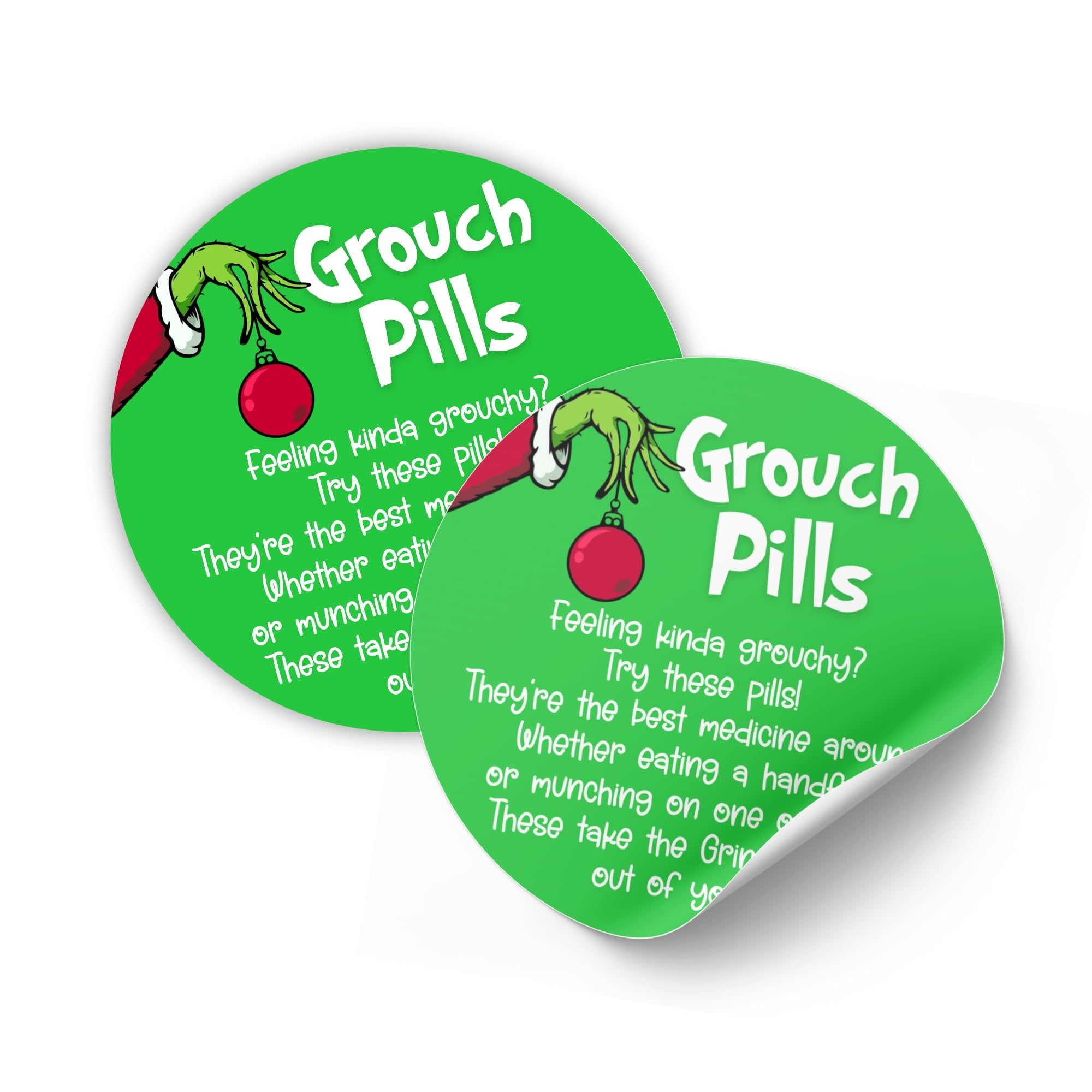 Grouch Grouch Pills 2 inch Labels for Green Candy 40 Pack Stickers for ...